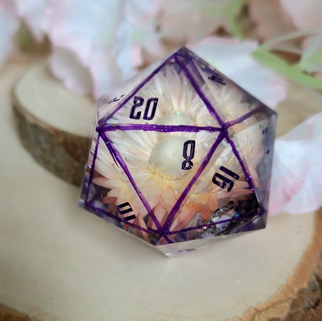 Sharp Edged 40mm Jumbo D20 Snake Shed Flowers D&D TTRPG Dungeons and ...
