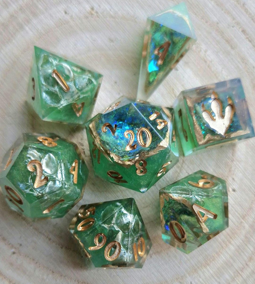 Sharp Edged Dice Set the Green Dragon Geodes D&D TTRPG Dungeons and ...
