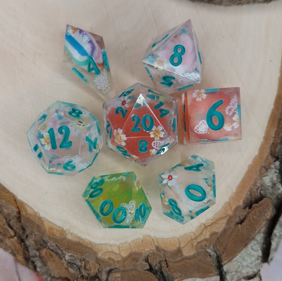 Sharp Edged Dice Set B-GRADE Sweet Sweet Flowers D&D TTRPG Dungeons and ...