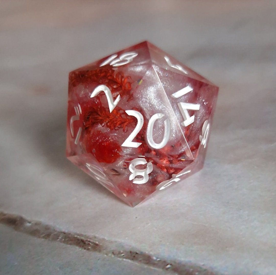 Sharp Edged 30mm Jumbo D20 | Red Flowers | D&D TTRPG Dungeons and ...