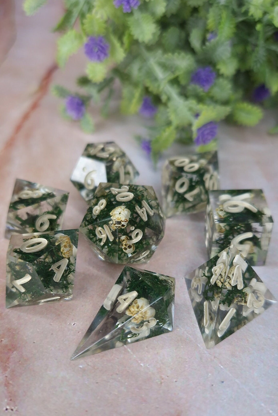 Sharp Edged Dice Set EXTRA D4 B GRADE Skulls and Moss Grave Cleric D&D ...