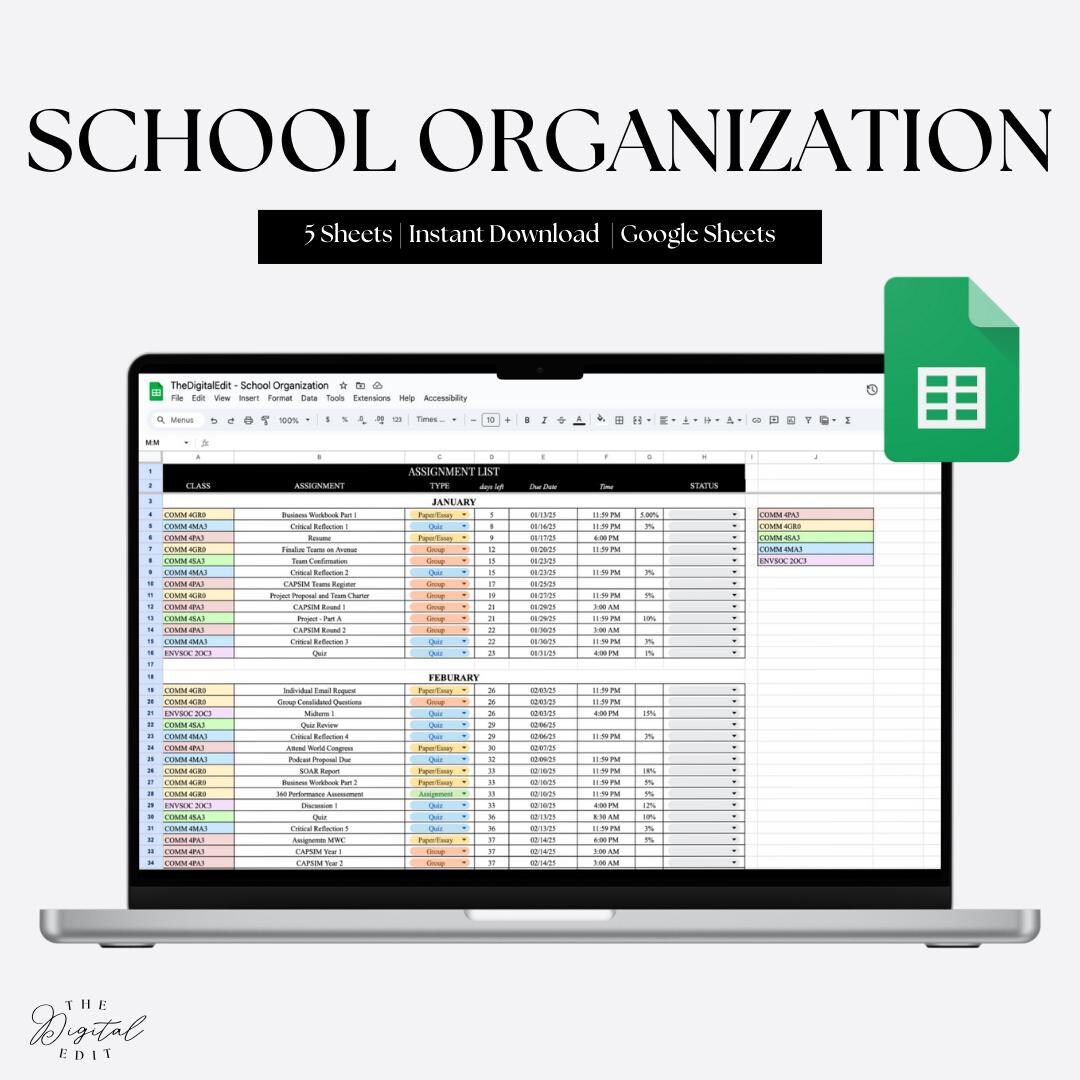 School Digital Planner School Calendar, Weekly Planner & to Do List ...