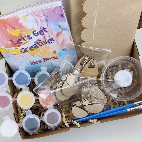 Painted Wooden Earrings - Etsy