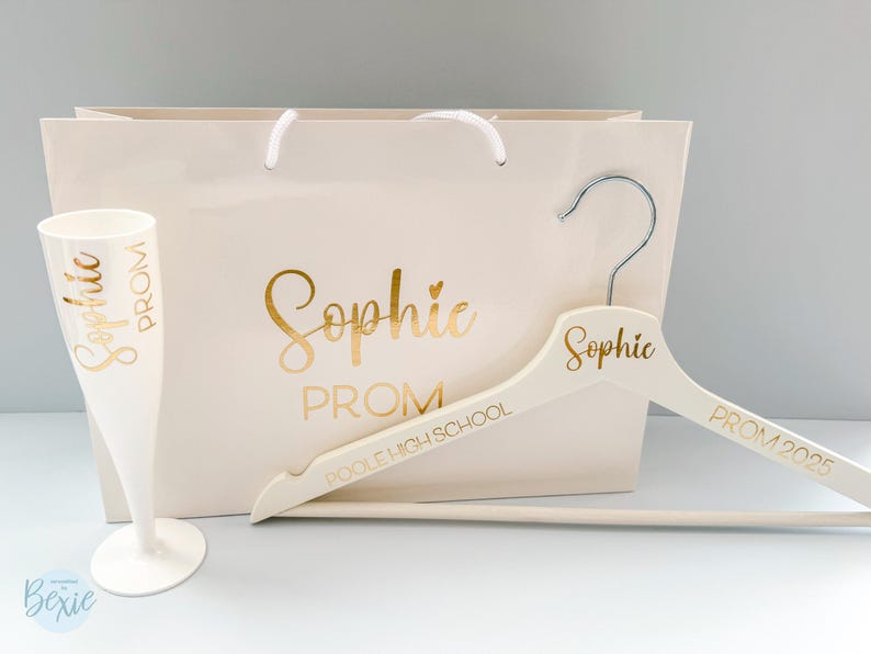 Personalized Prom Gift Set | Custom Flute, Hanger & Bag - Etsy UK
