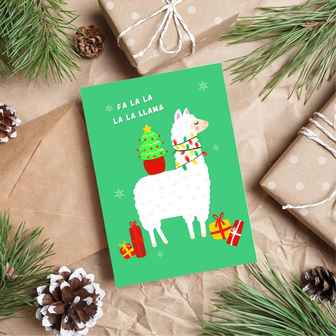 Printable Llama Christmas Card, Instant Download Christmas Card, Funny ...