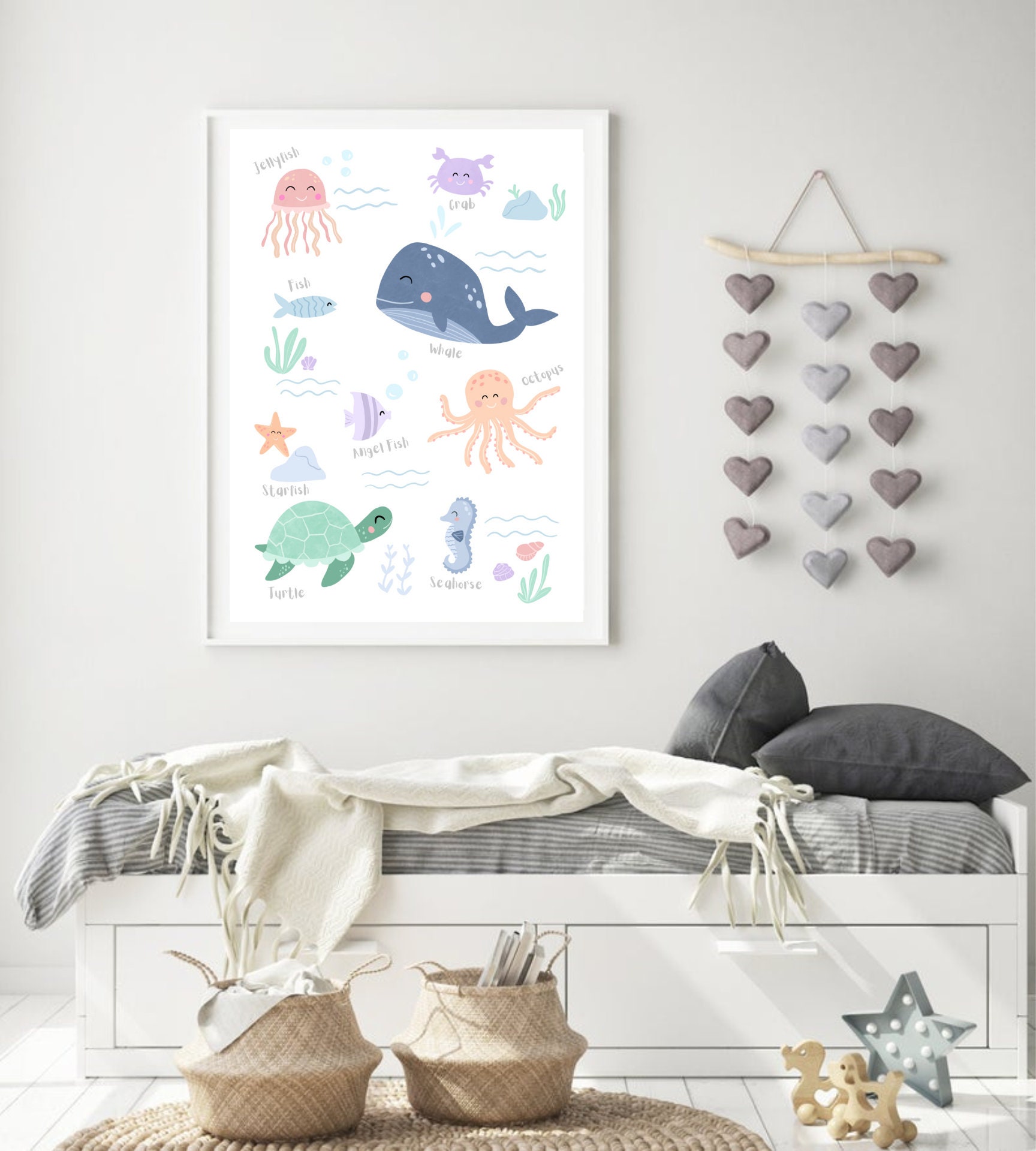 Under the Sea Print, Ocean Animals Printable Wall Art, Kids Learning ...