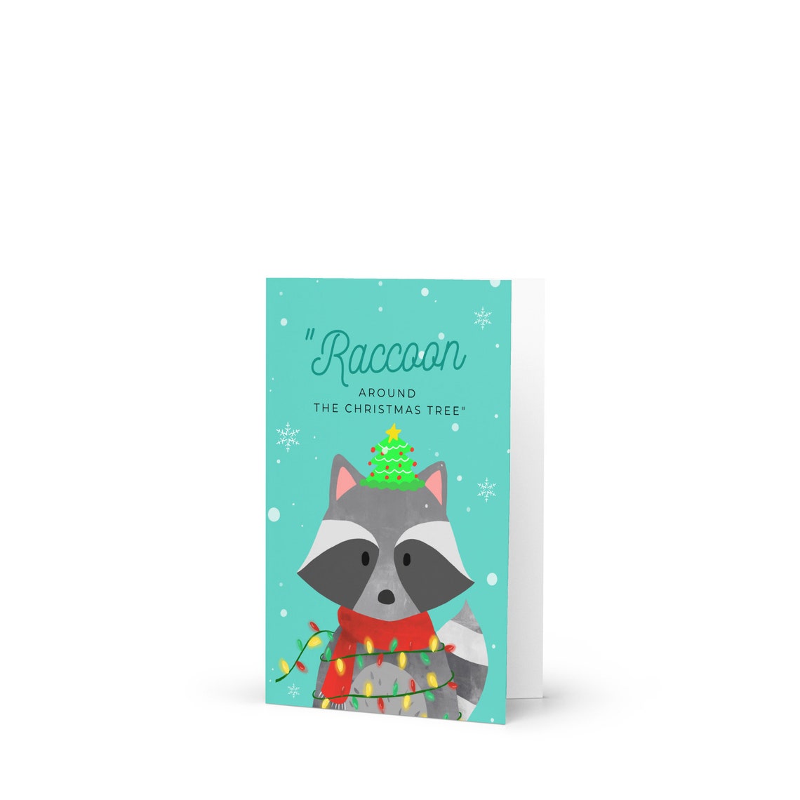 Printable Raccoon Christmas Card, Instant Download Christmas Card, Cute ...