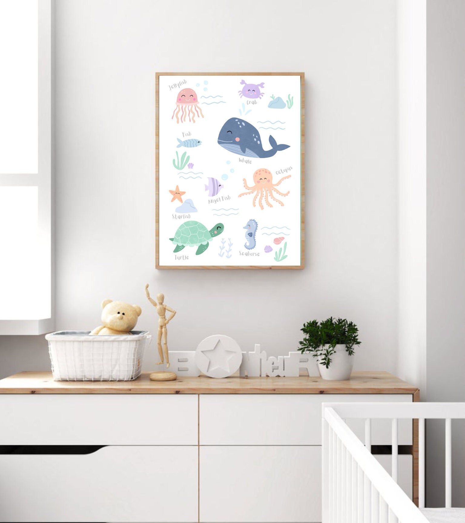 Under the Sea Print, Ocean Animals Printable Wall Art, Kids Learning ...