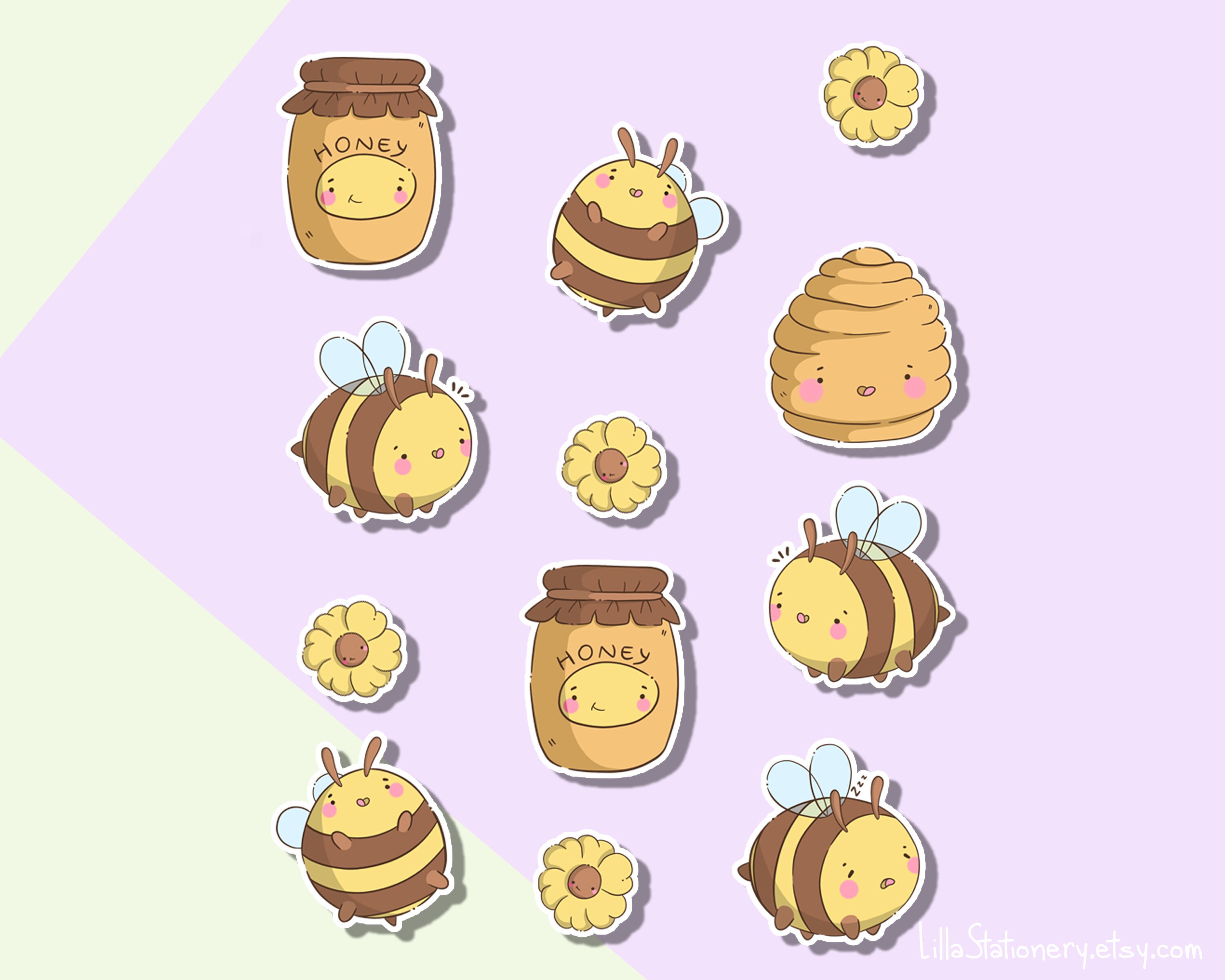 Cute Bee Stickers Kawaii Sticker Pack Sticker Sheet Journal - Etsy