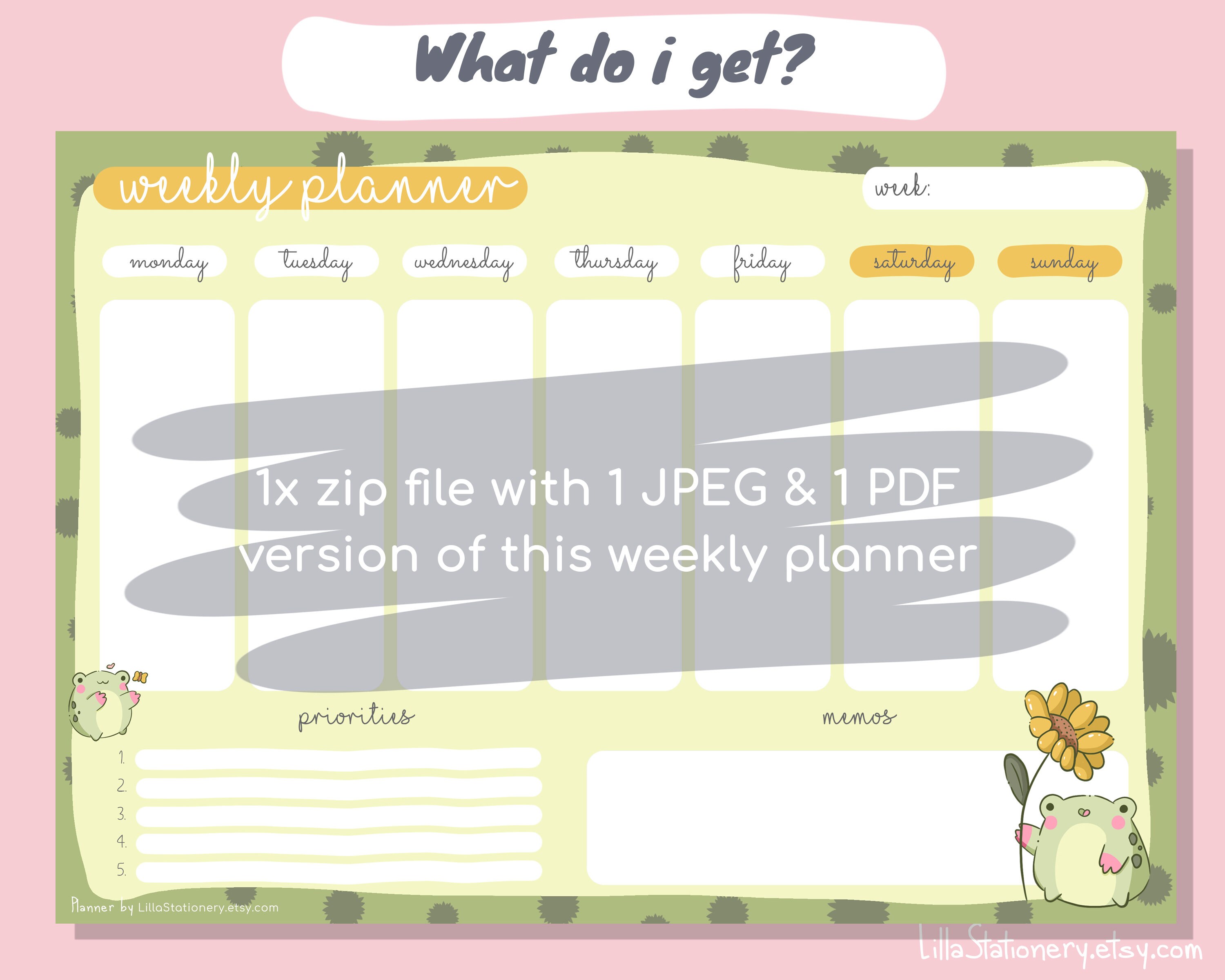 Weekly Planner Printable, Cute Weekly Planner, Kawaii Weekly Planner ...