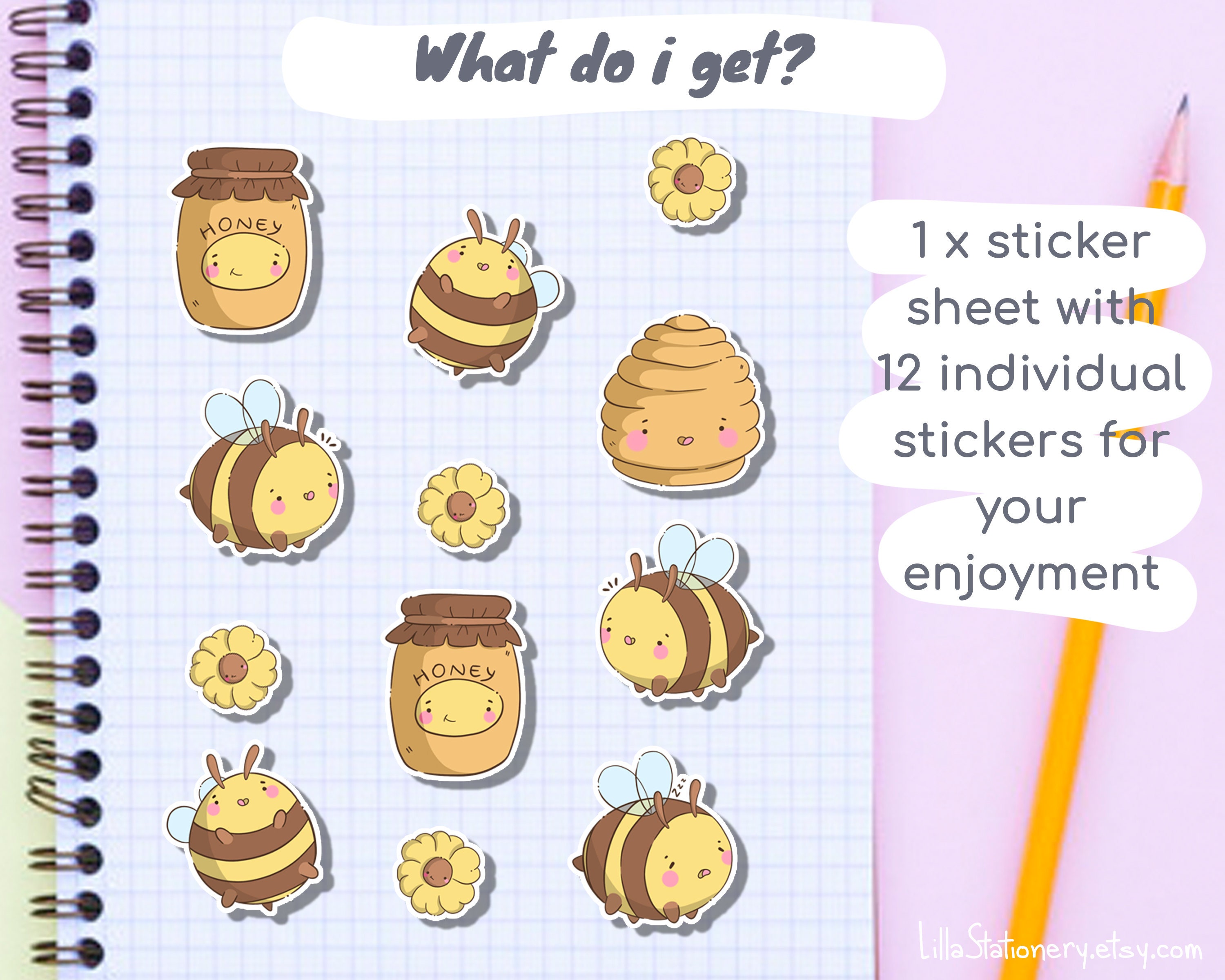 Cute Bee Stickers Kawaii Sticker Pack Sticker Sheet Journal - Etsy