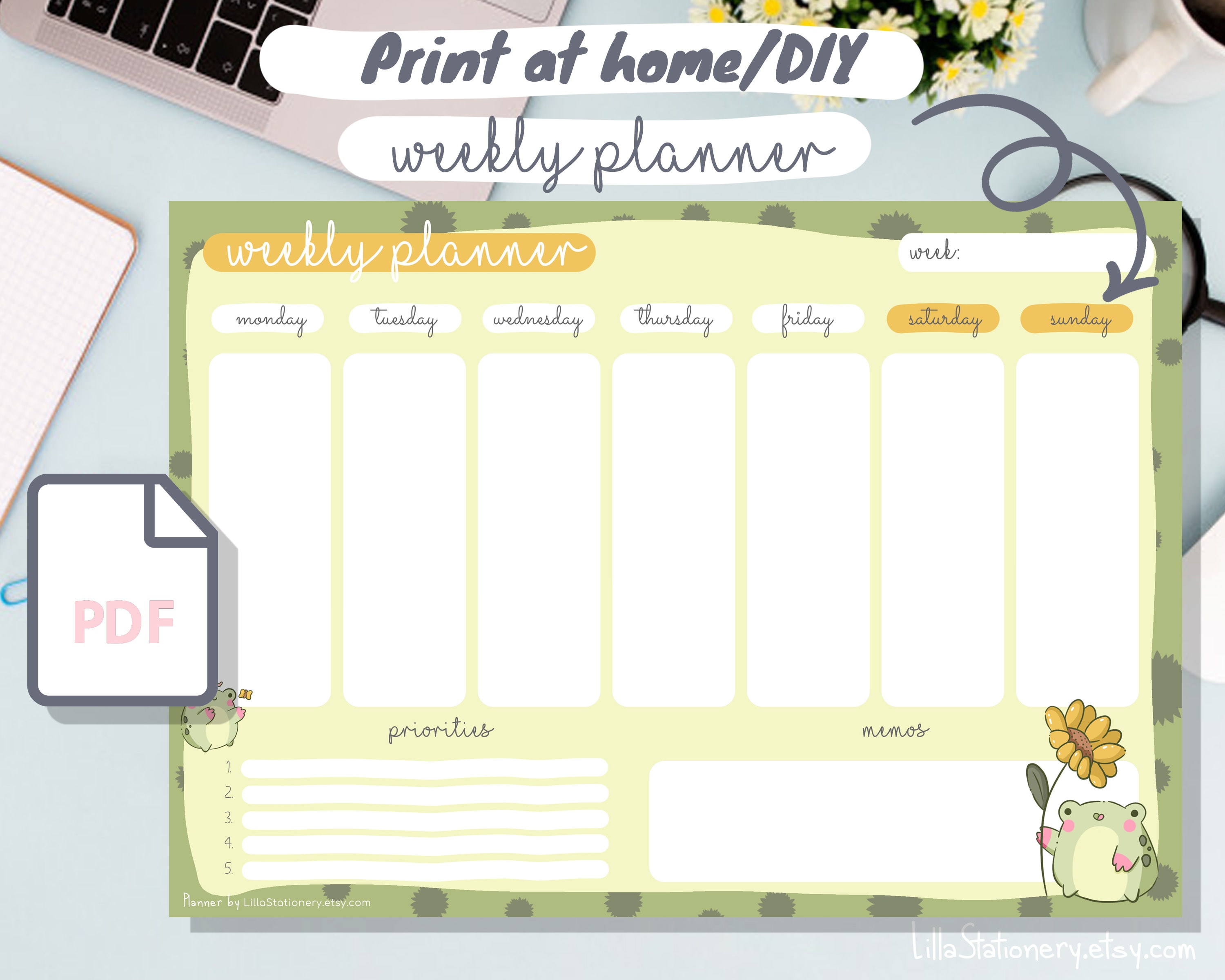 Weekly Planner Printable, Cute Weekly Planner, Kawaii Weekly Planner ...