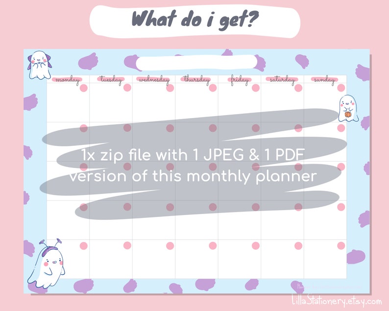 Monthly Planner Printable Cute Ghost 2023 Planner Printable - Etsy