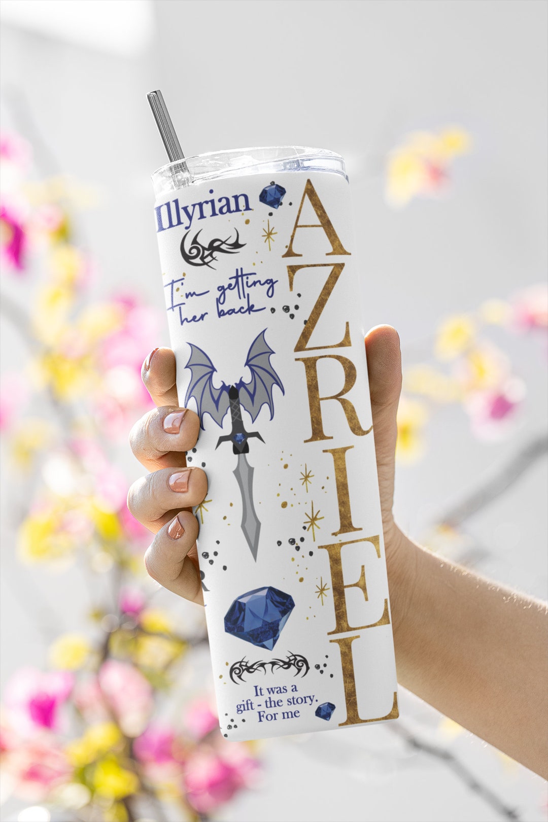 ACOTAR Tumbler Azriel, ACOTAR Merch, Skinny Tumbler With Straw, 20oz ...