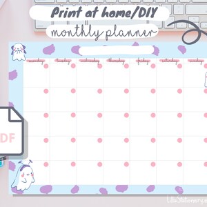 Monthly Planner Printable, Cute Ghost, 2023 Planner Printable ...