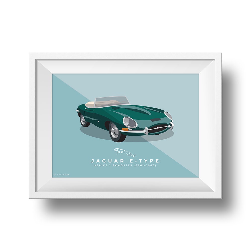 Jaguar E-type Print Fine Art Colour Wall Art Cars Vehicles Classic Cars ...