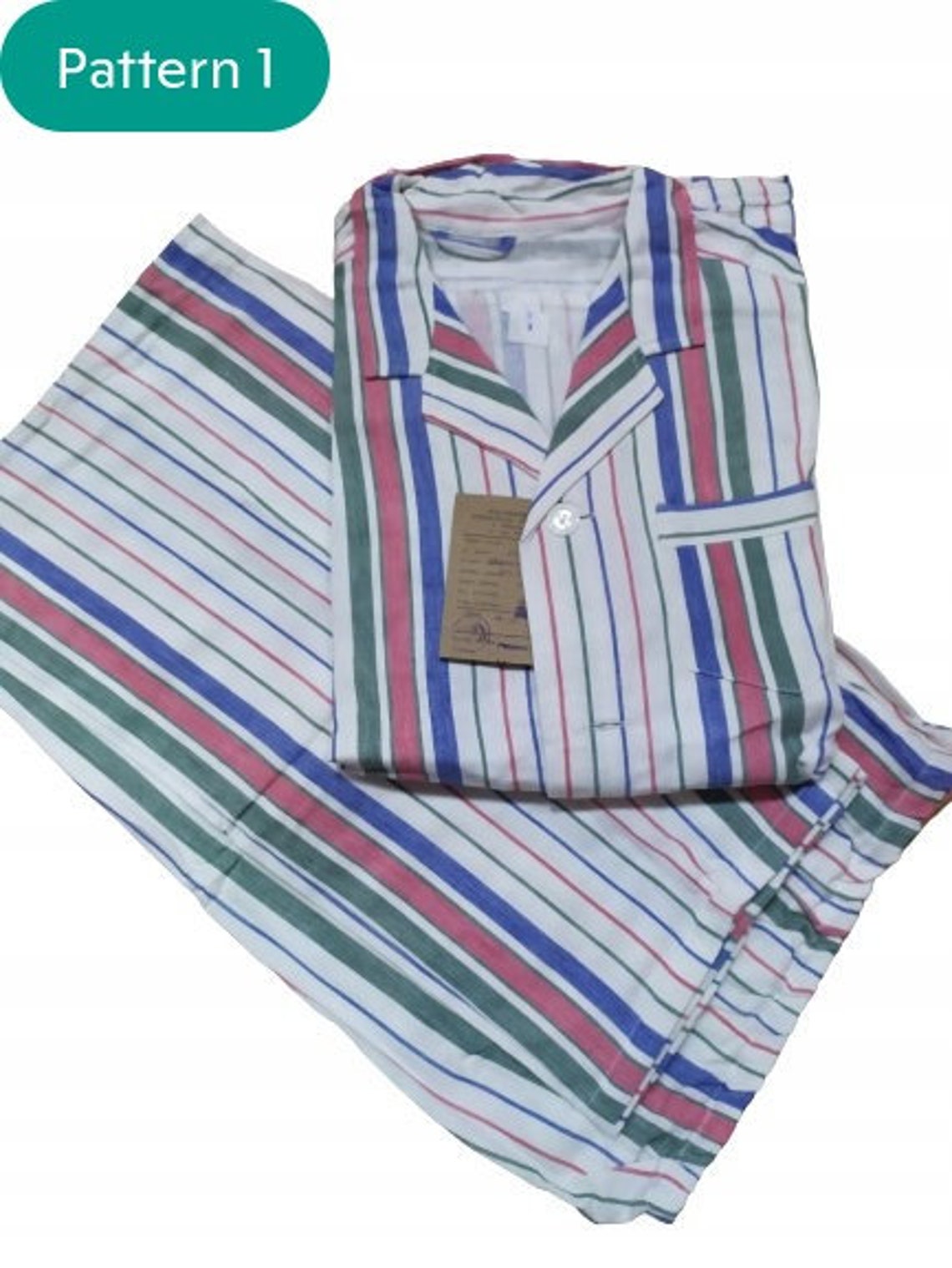 Vintage 1970s Pajamas set for men Trousers and shirt Cotton | Etsy