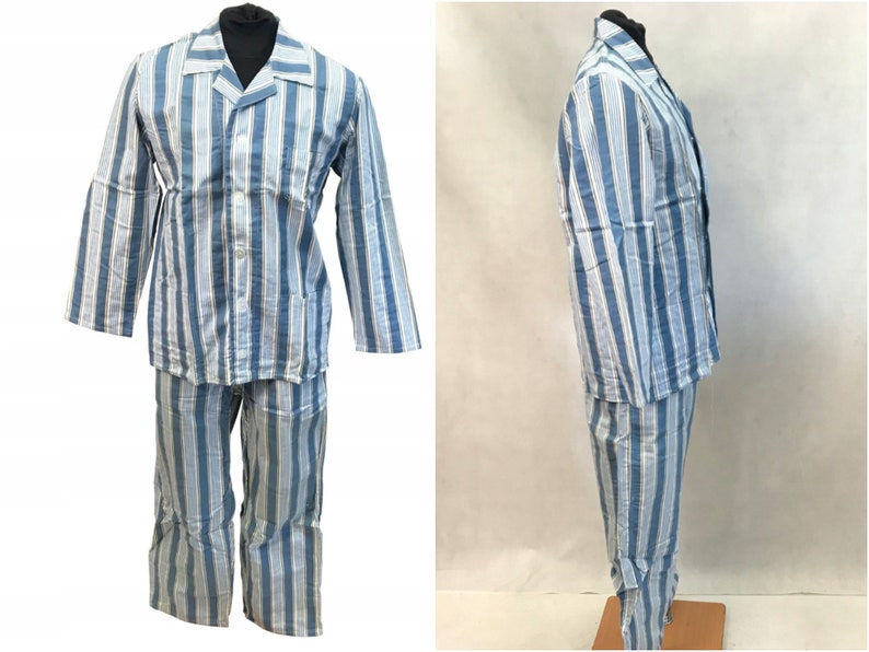 Vintage 1970s Pajamas set for men Trousers and shirt Cotton | Etsy