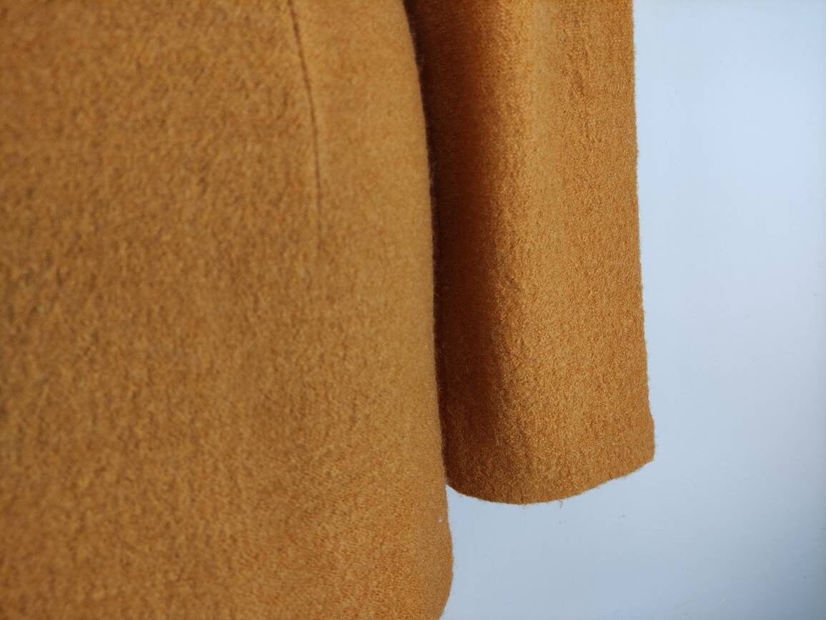 Mustard Pure Wool Coat, S / 10 / 36 Wool Overcoat, Yellow Vintage Coat ...