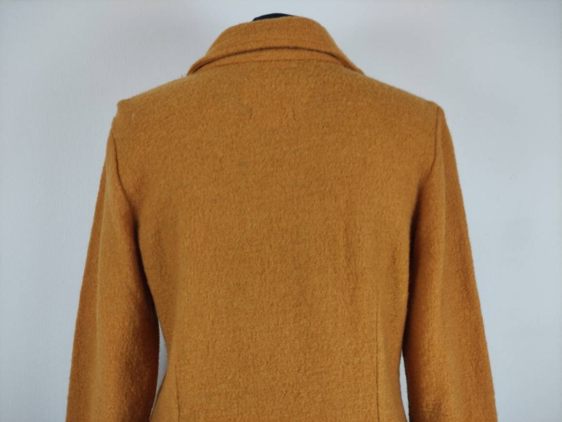 Mustard Pure Wool Coat, S / 10 / 36 Wool Overcoat, Yellow Vintage Coat ...