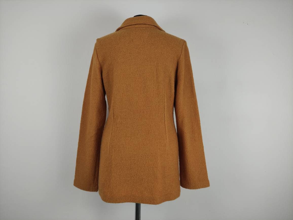 Mustard Pure Wool Coat, S / 10 / 36 Wool Overcoat, Yellow Vintage Coat ...