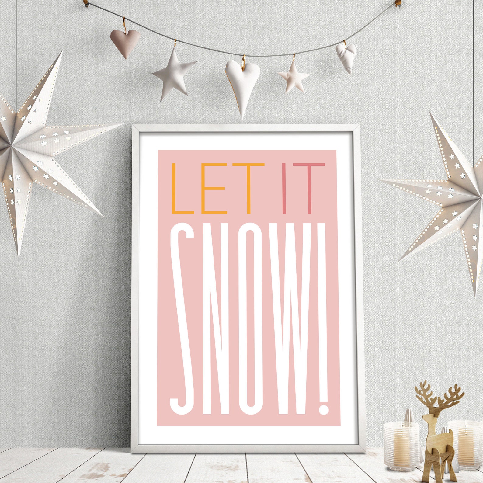 Printable Let It Snow Wall Art, Christmas Digital Download, Holiday ...