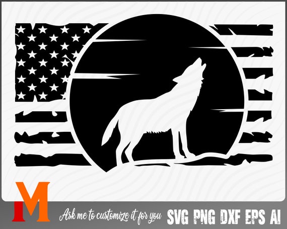 Patriotic US Flag Wolf Howling Svg American Flag Svg Wolf | Etsy