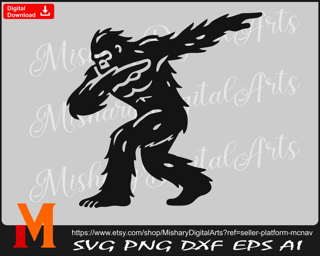 Dabbing Bigfoot Silhouette, Bigfoot Svg - Printing and Cutting Digital ...