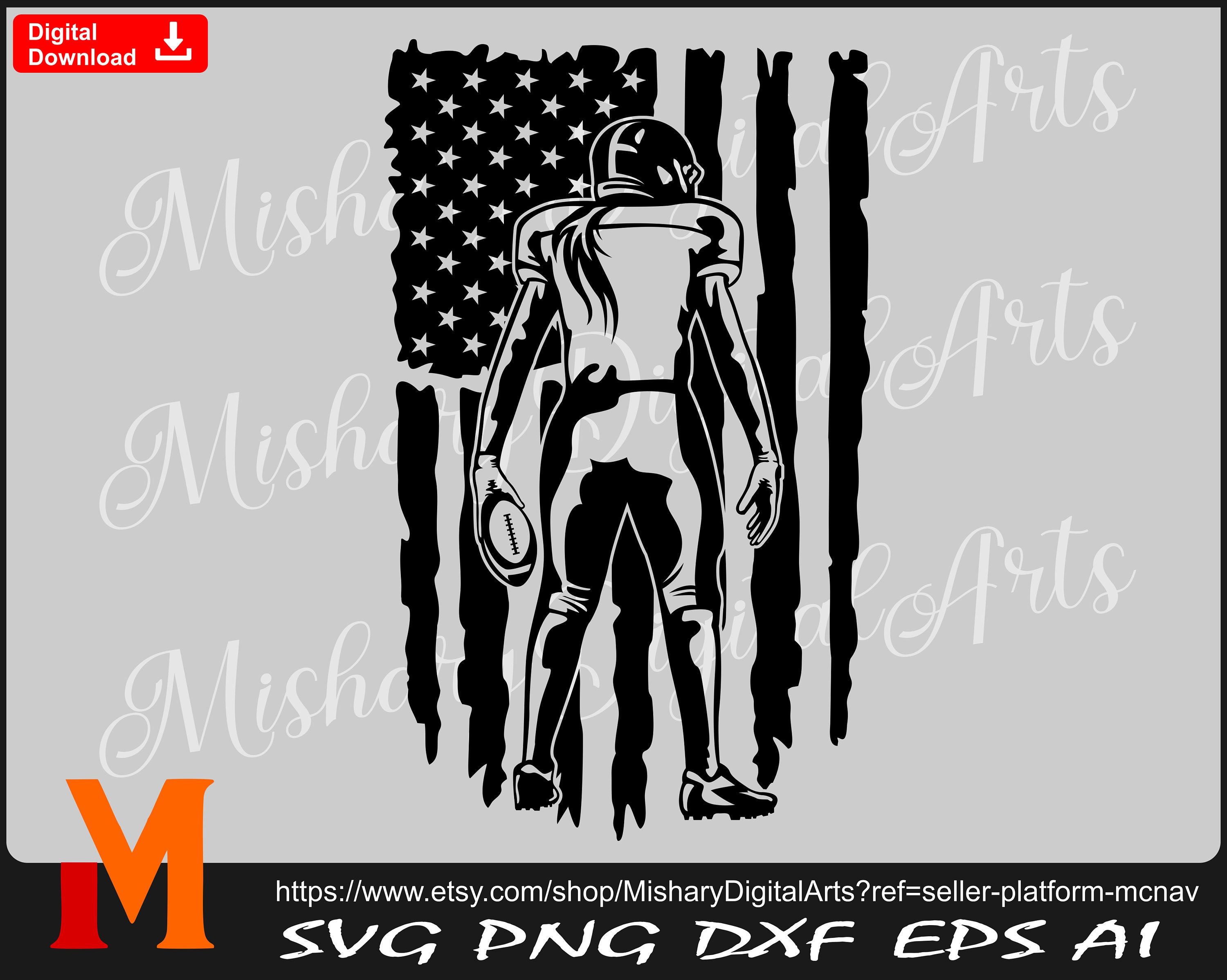 Distressed US Flag Svg Football Girl Player Svg American - Etsy