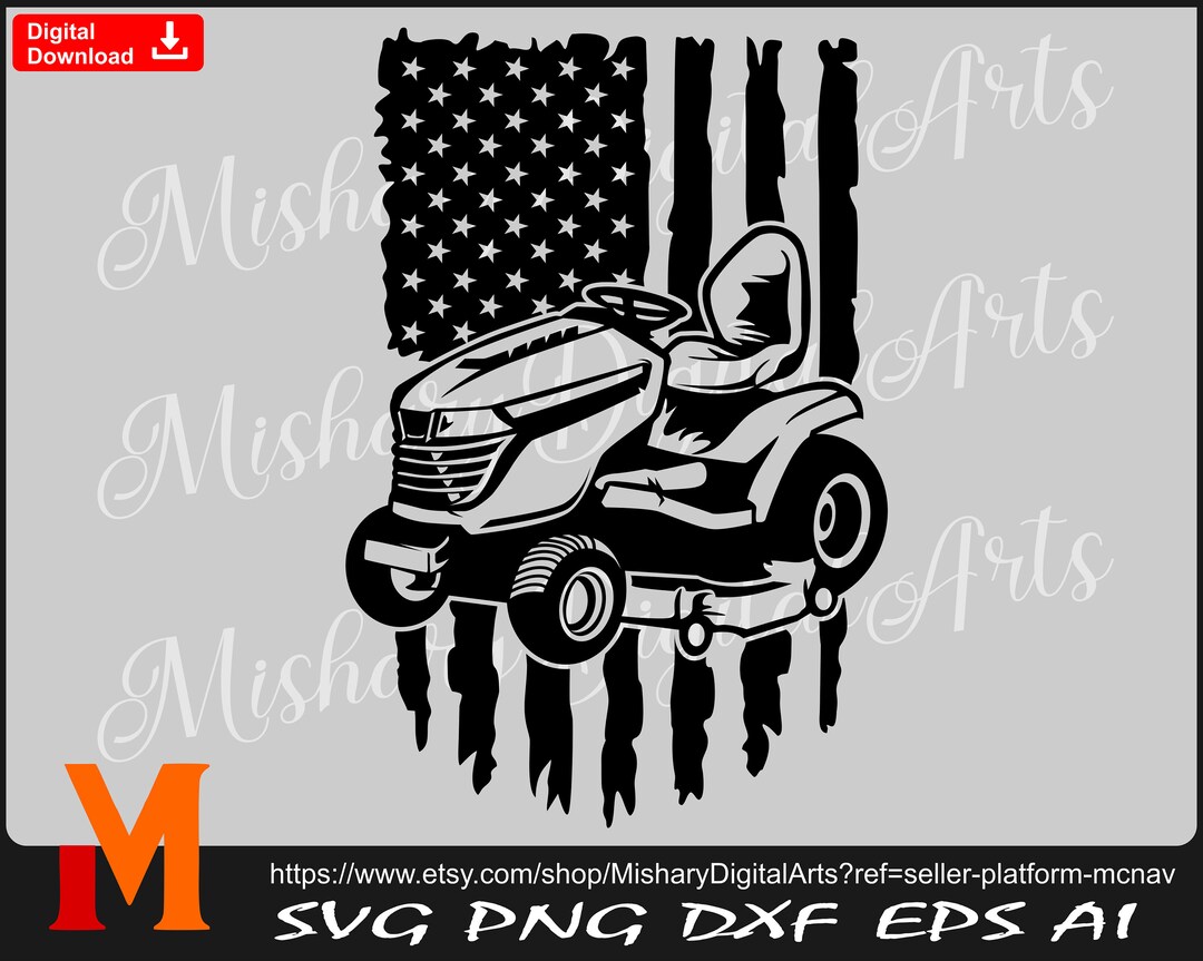 Patriotic US Flag Mower Svg, Lawn Mower Svg - SVG Cut File, Clipart ...