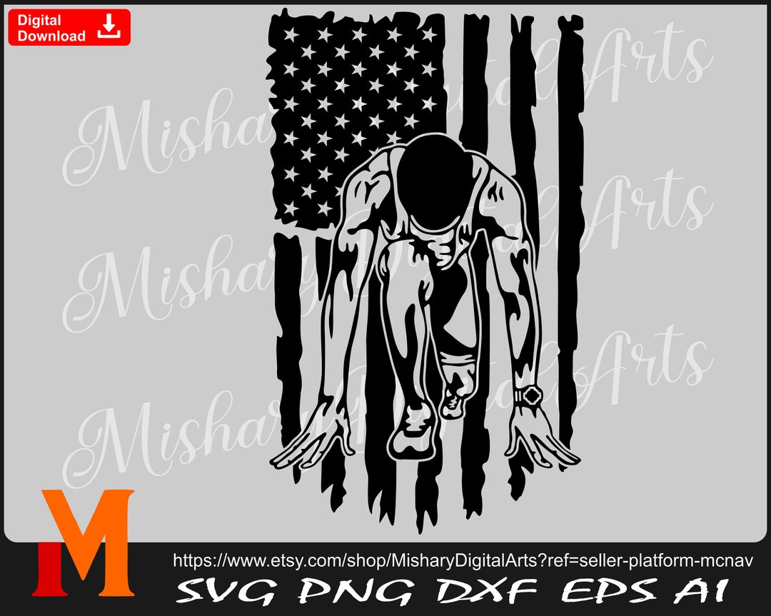 Starting Running Pose Track & Field, Patriotic US Flag Svg, Running Svg ...