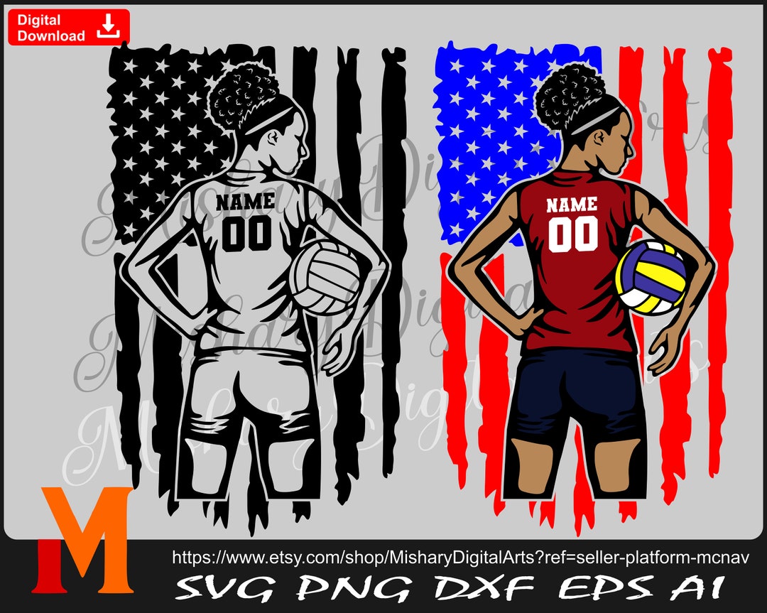 Volleyball Afro Girl/women Player Svg, Patriotic Us Flag Svg ...