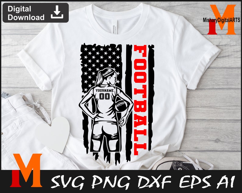 American Flag Football Girl Player Svg Football Svg American - Etsy