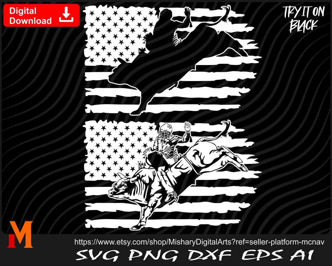 White Bull Riding Svg, Patriotic Svg, Cowboy, Riding, PNG, DXF, Cricut ...