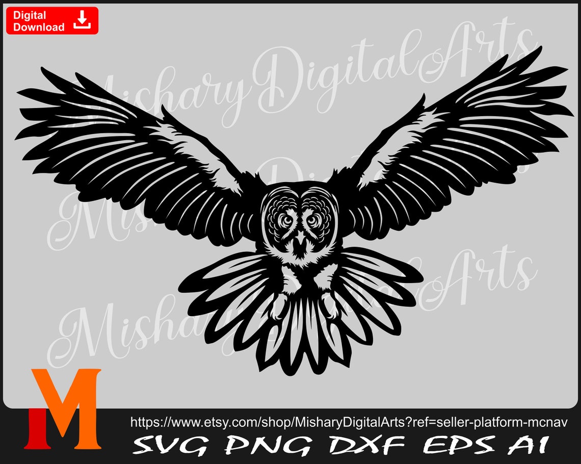 Owl Svg Flying Owl Svg Cute Owl SVG PNG CNC Laser Vinyl - Etsy
