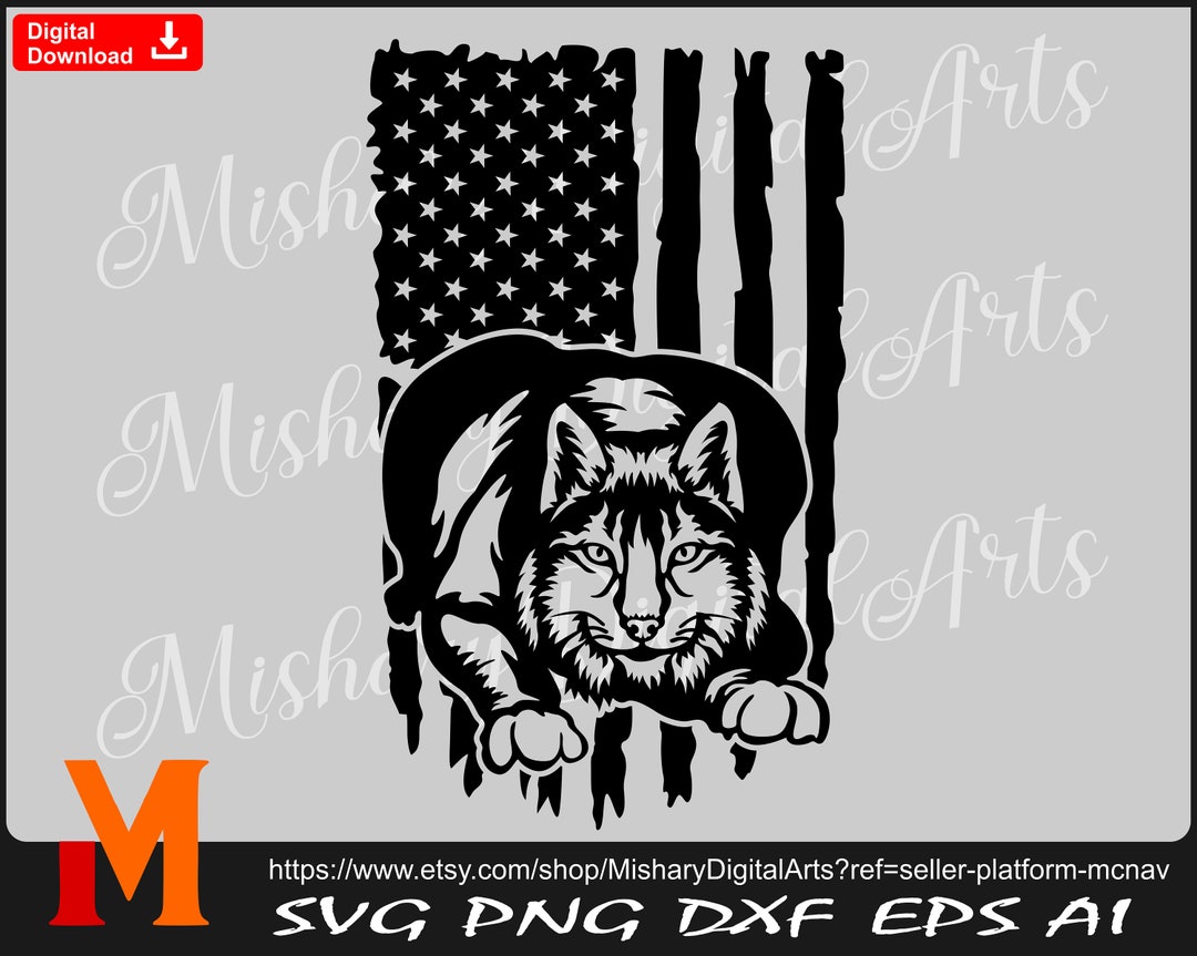 Lynx Svg Distressed US Flag Peeking Lynx Svg Hunting Lynx - Etsy