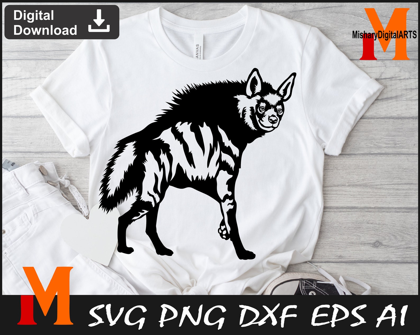 Standing Spotted Hyena Svg Hyena Silhouette Animal Svg CNC - Etsy