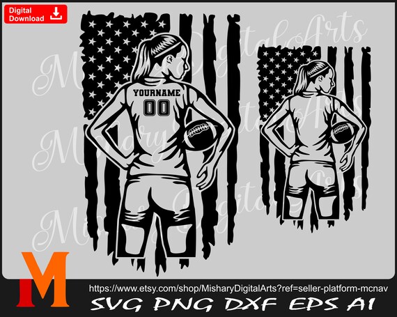 Patriotic US Football Girl Player Svg Football Svg American - Etsy