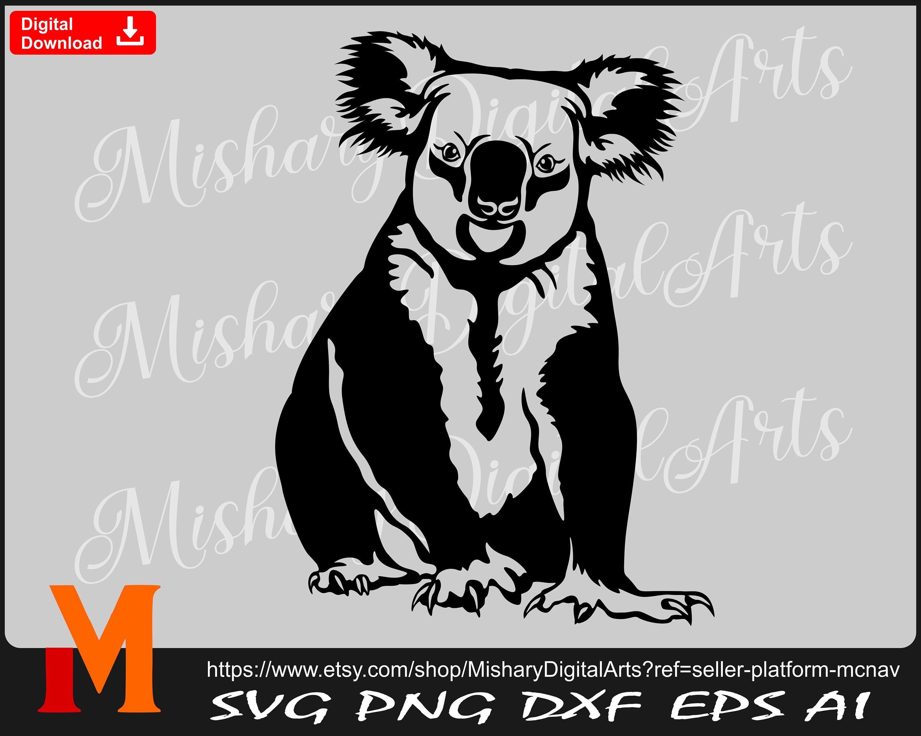Silueta de koala sentado Koala svg DXF PNG vector para - Etsy México