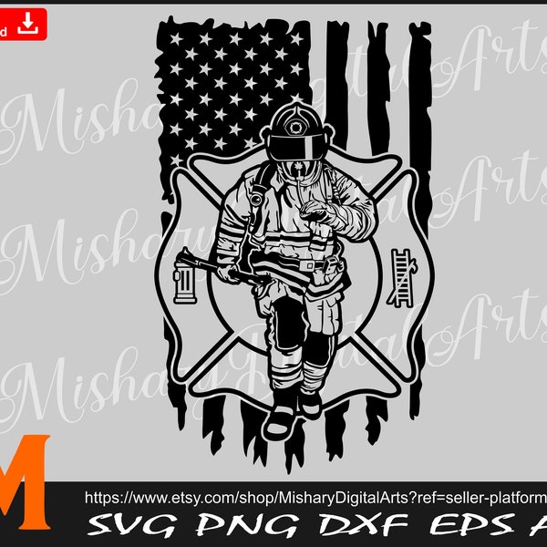 Firefighter Svg - Etsy