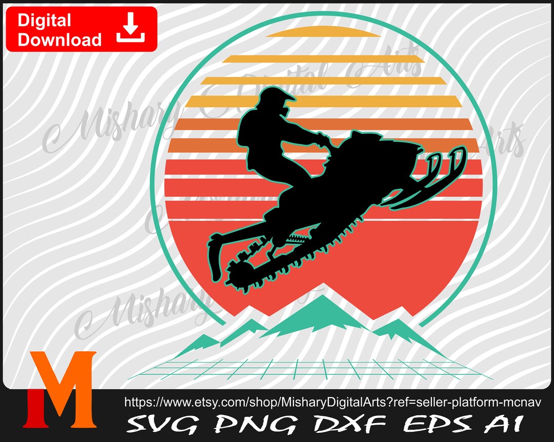 Aesthetic Retro Snowmobile Svg, Snowmobile Clipart Cut and Prints Files ...