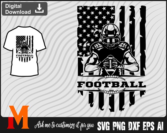 Vector Patriotic US Flag player Football SVG Png Football Cut File ...