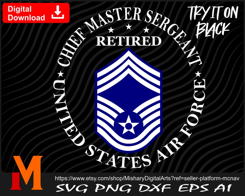 Retired Chief Master Sergeant of U.S. Air Force Retired Svg - Etsy