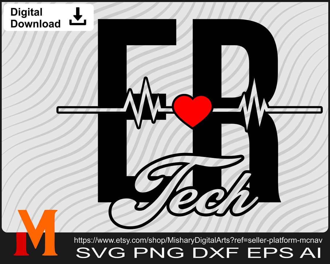 ER Tech Heartbeat Emergency Room Svg Nurse Svg ER Tech Svg | Etsy