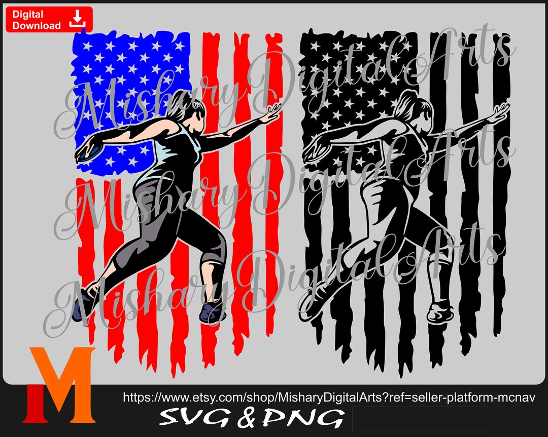 Girl Player Discus Throwing Svg, Patriotic US Flag Svg, Discus Throw ...