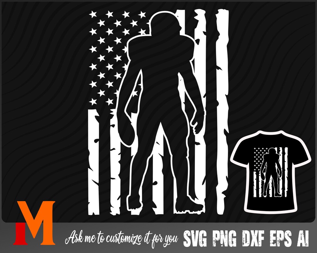 Patriotic US Flag Player Football SVG Football Cut File, Png, Vector ...