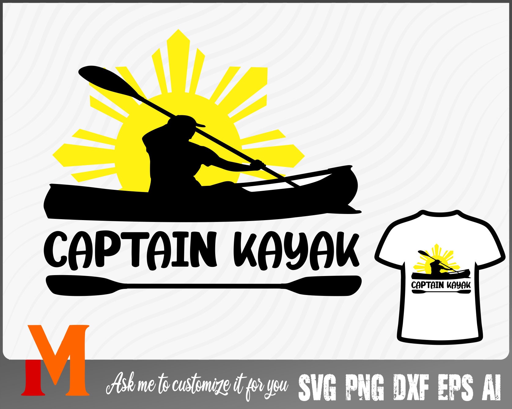 Sun Kayak svg- Kayak Cut File Png Vector Captain Kayak River svg SVG ...