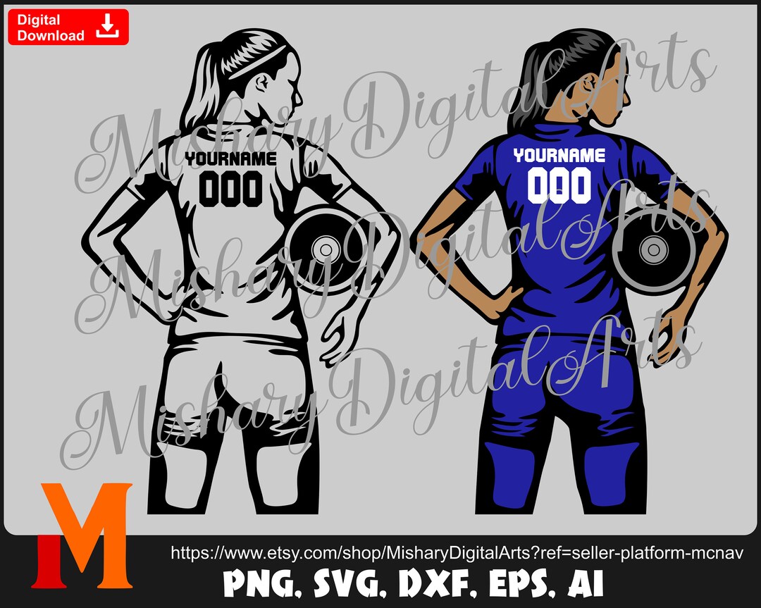 Girl Discus Player Back Pose, Discus Player Svg, Discus Throw Svg ...