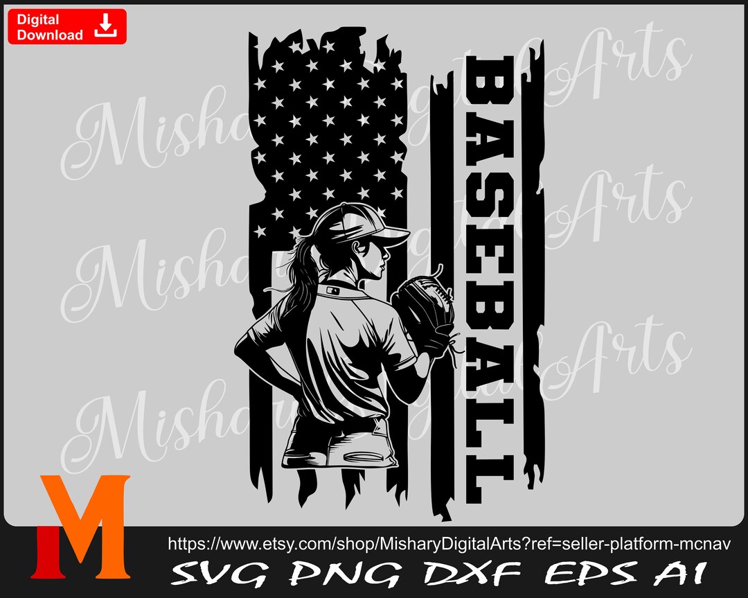 Baseball Girl Svg, Baseball Player Svg, Patriotic US Flag Svg, Baseball ...