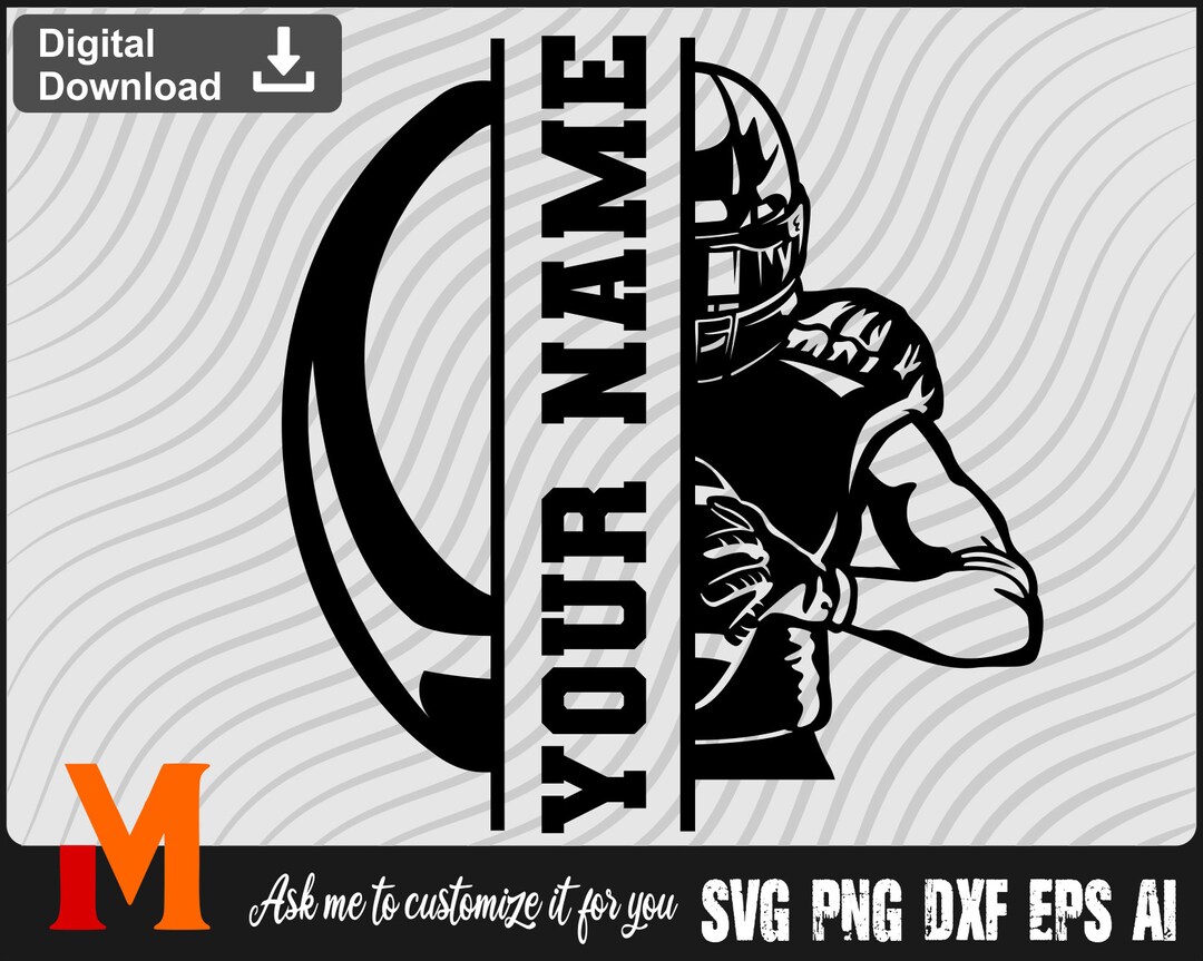 Customized Name Football Player Football SVG, Football Logo Svg ...